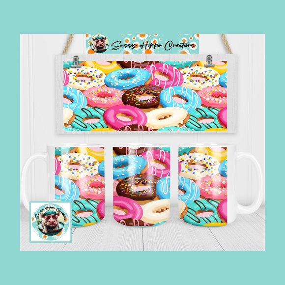 Sassy Hippo Creations | Dining | Ceramic Coffee Mug Frosted Donuts ...